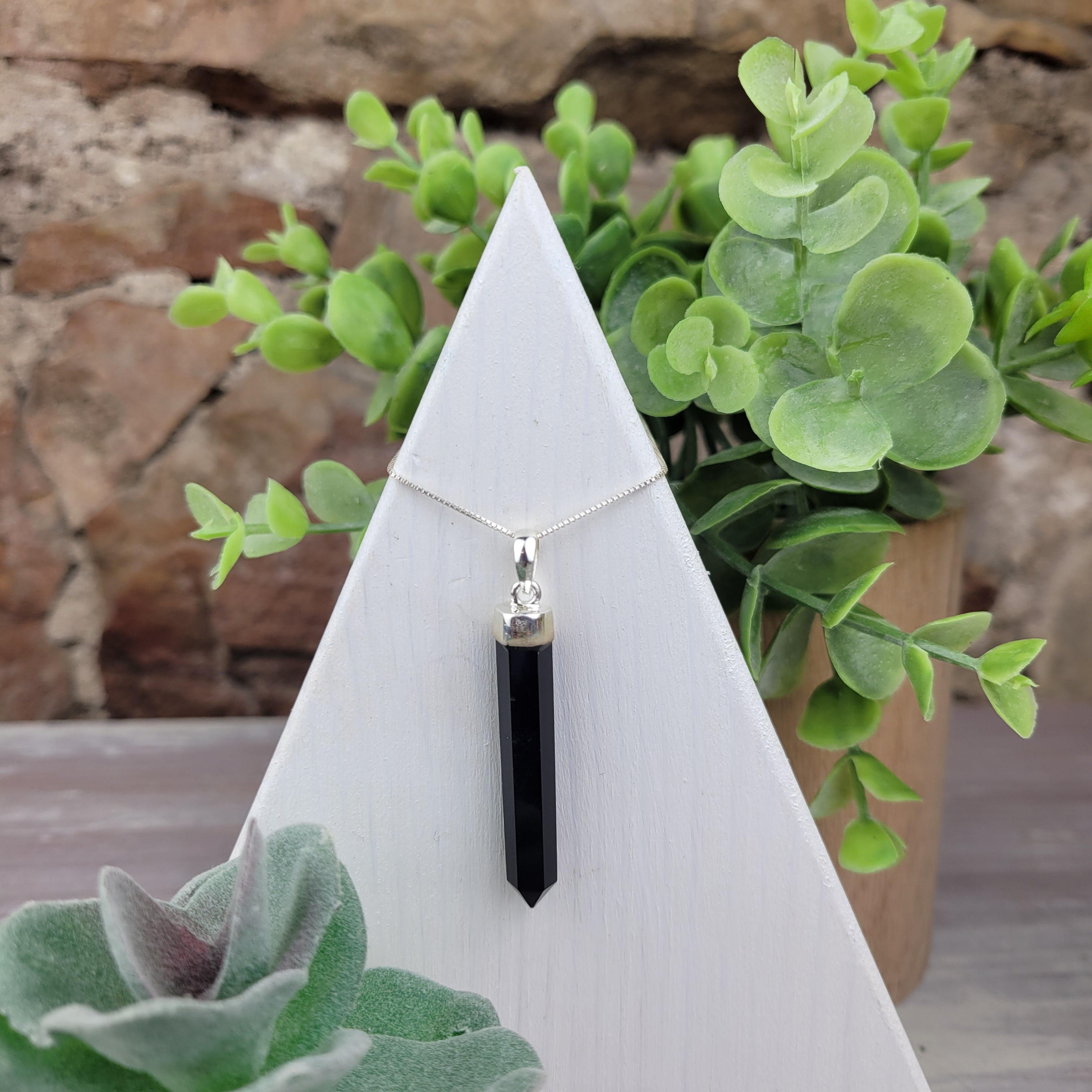Black Onyx Point Pendant w/Sterling Silver Cap – Crystal Joys