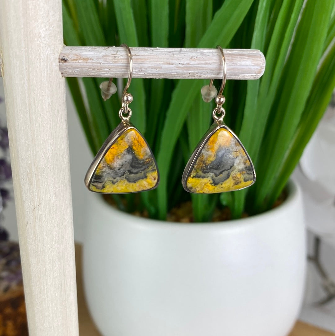 Bumblebee Jasper Freeform sterling silver Earrings- Indonesia – Crystal ...