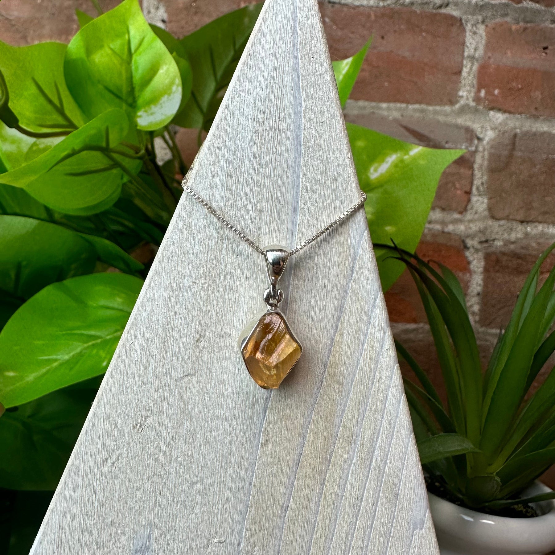 Citrine Rough Freeform sterling silver Bezel Pendant – Crystal Joys