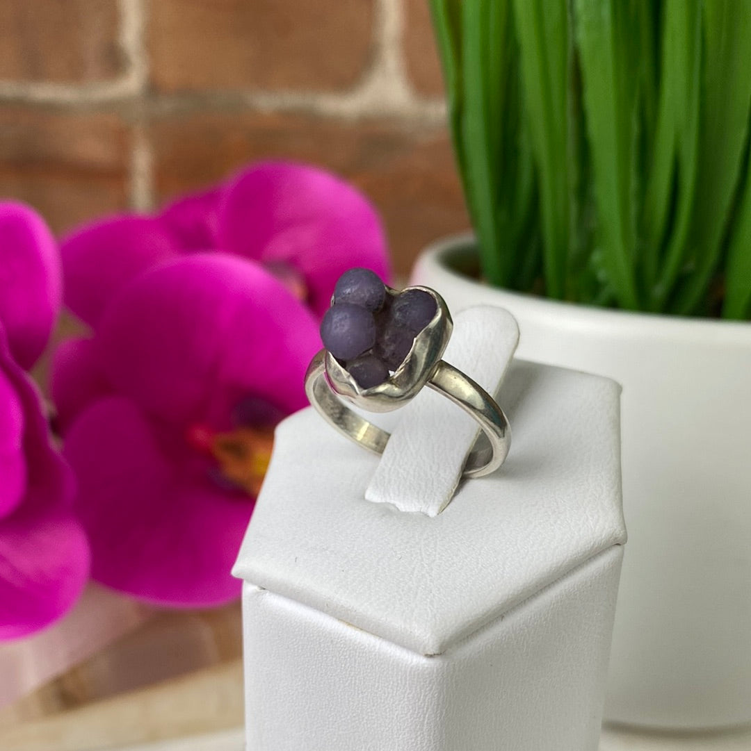 Grape Agate Cluster Ring with sterling silver sized band – Crystal Joys