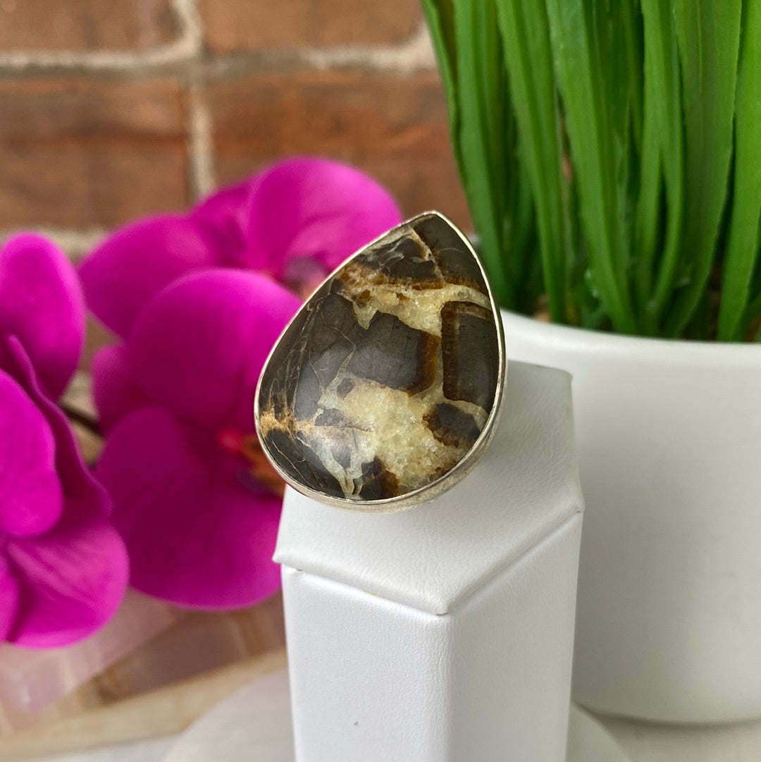 Septarian Ring 1" with sterling silver Adjustable Band – Crystal Joys