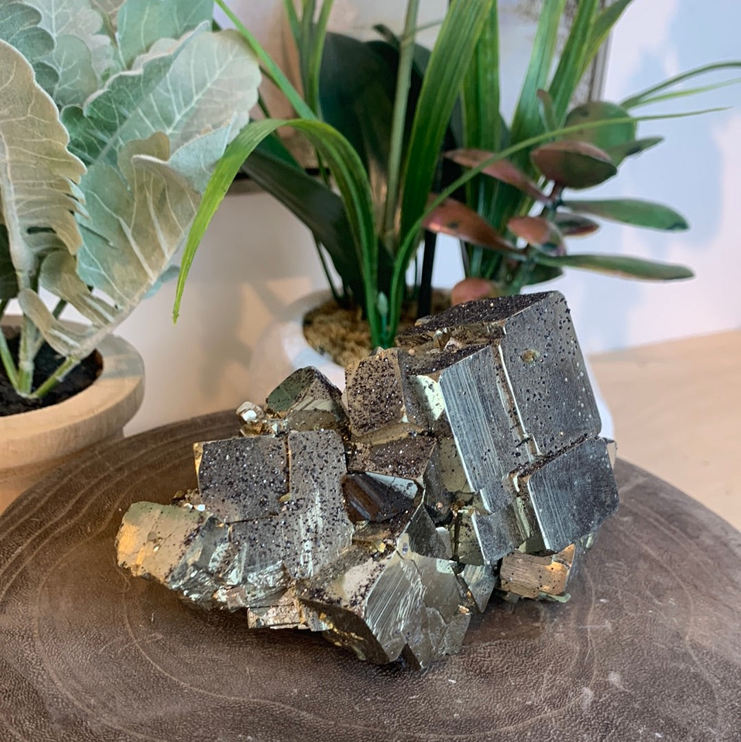 Cubular Pyrite Specimen (5” x 4” x 2.5”) – Crystal Joys