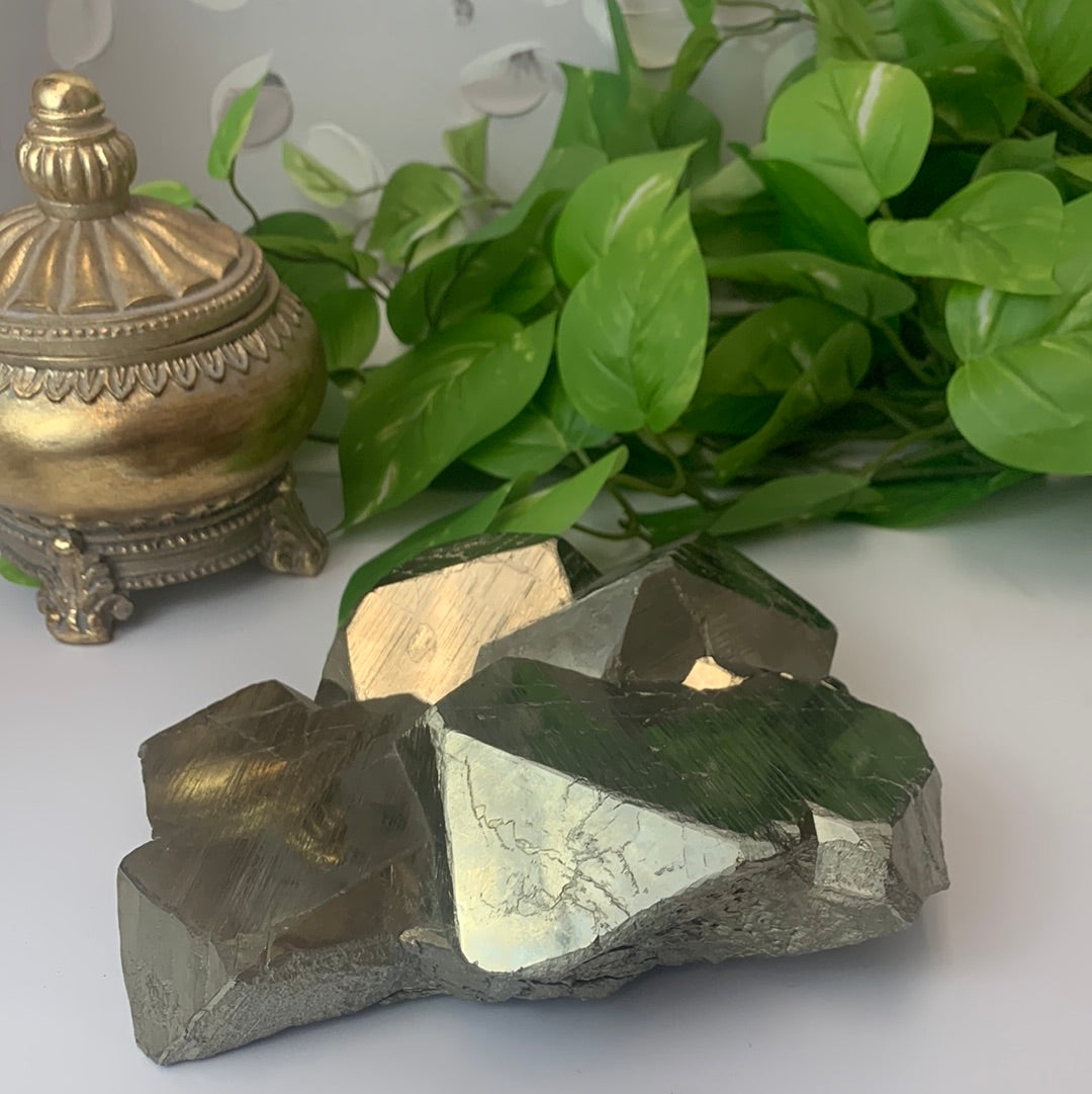 Large Complex Pyrite Cluster 7.5” x 7” – Crystal Joys