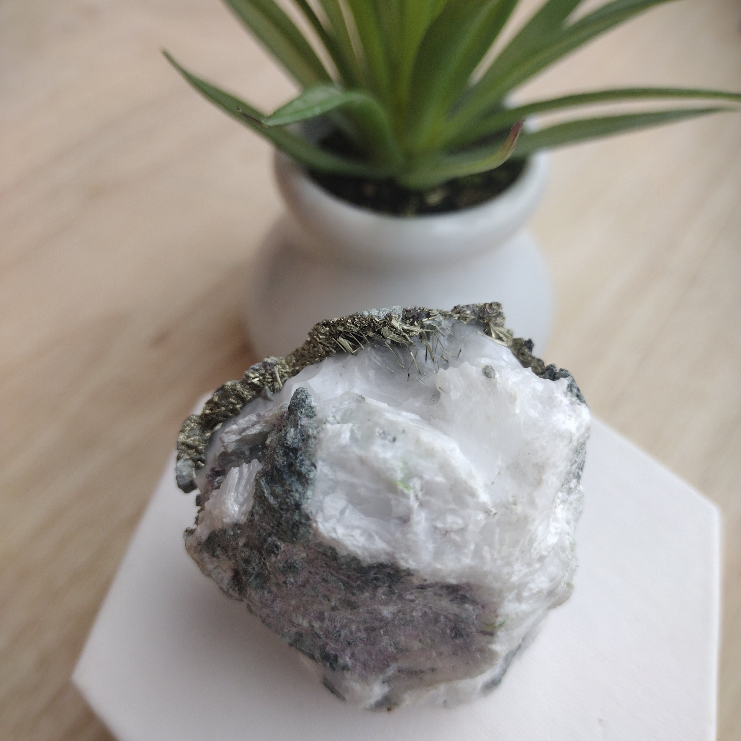 Millerite on Calcite- Russia 2" x 2" x 1.5" – Crystal Joys