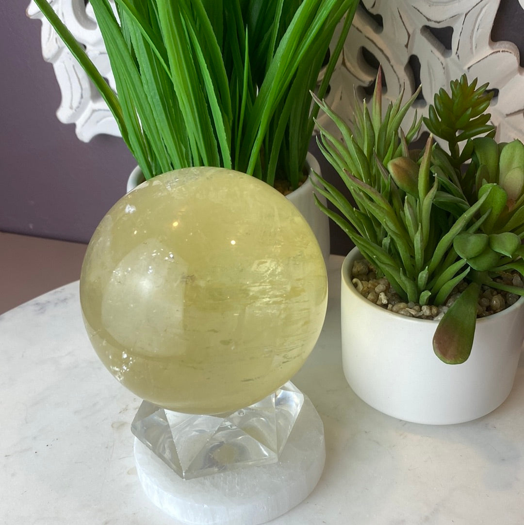 Yellow Calcite Sphere 4” – Crystal Joys